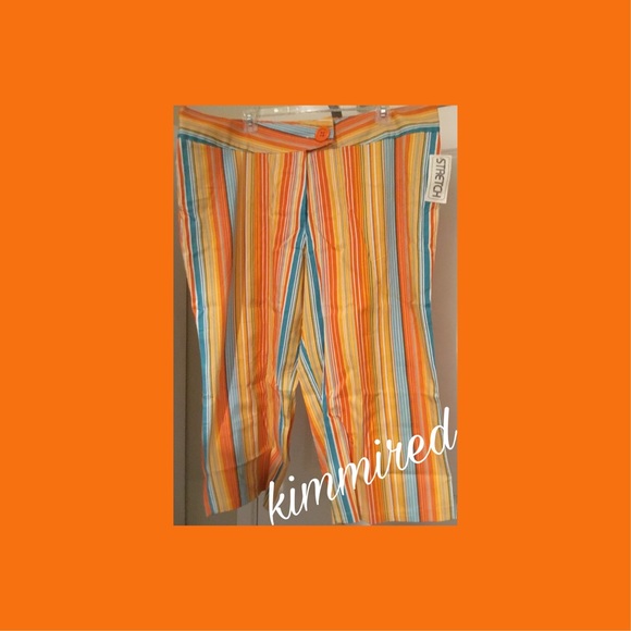 Pants & Jumpsuits | Colorful Striped Capriscropped Pants 22 Nwt | Poshmark